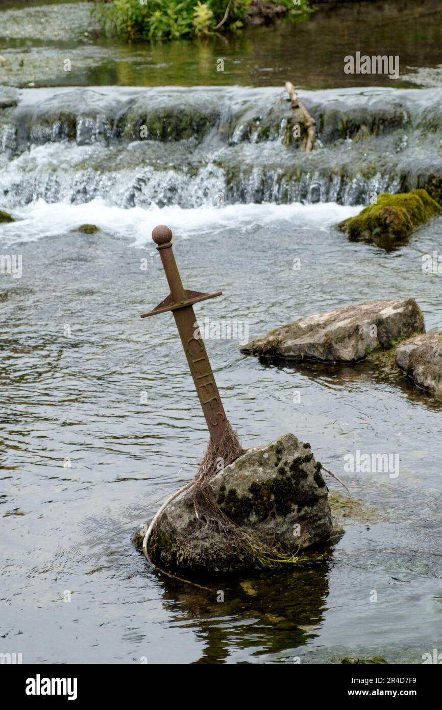 Around Cheddar Gorge a tourist attraction in Somerset UK. Replica of ...