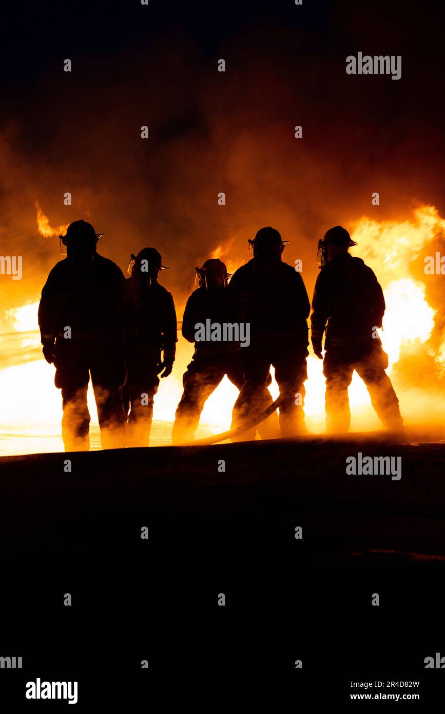 U.S. Marines with Aircraft Rescue and Firefighting, Headquarters and ...