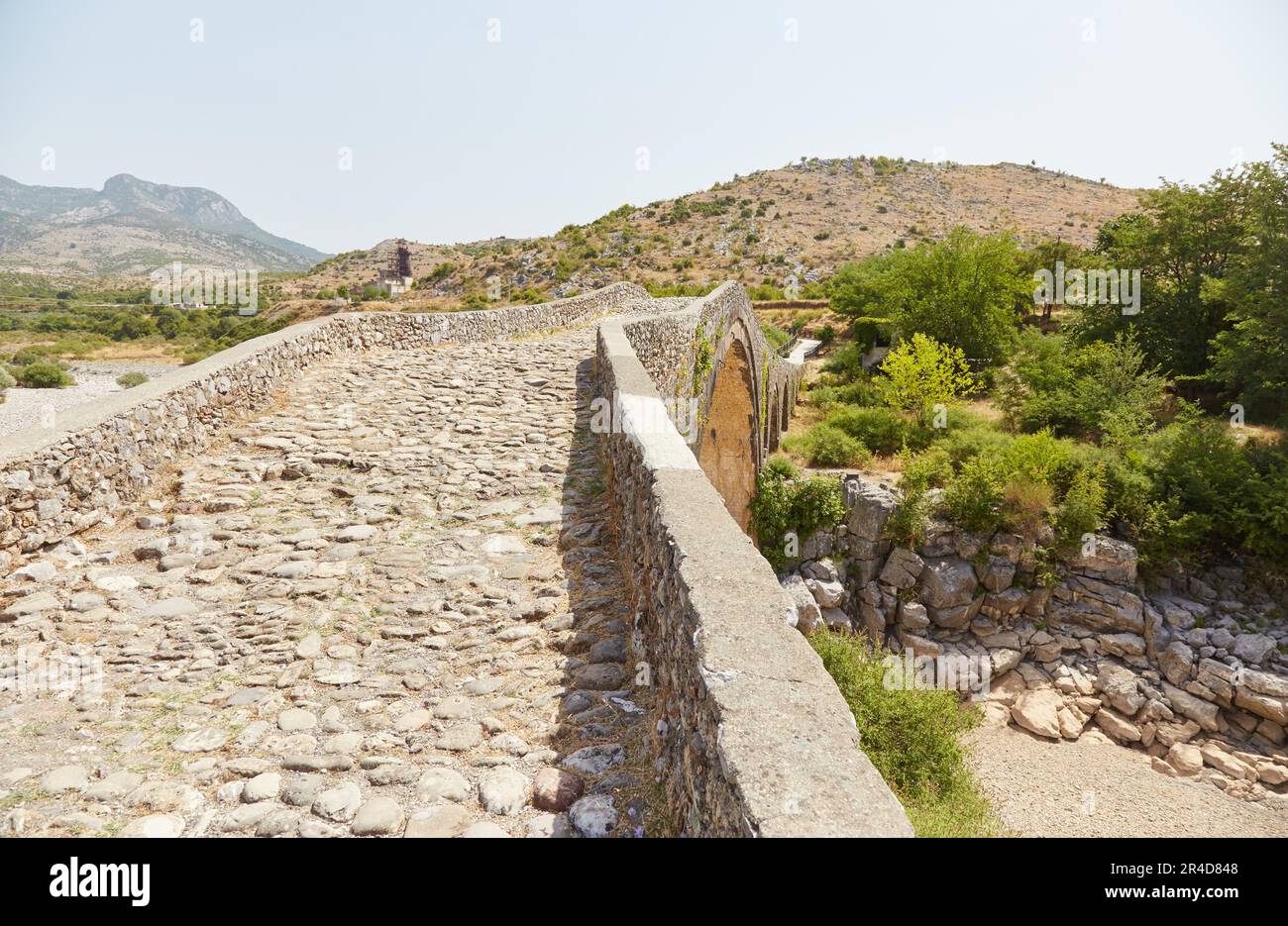 The historic Ottoman-era Mesi bridge outside of Shkoder, Albania Stock ...