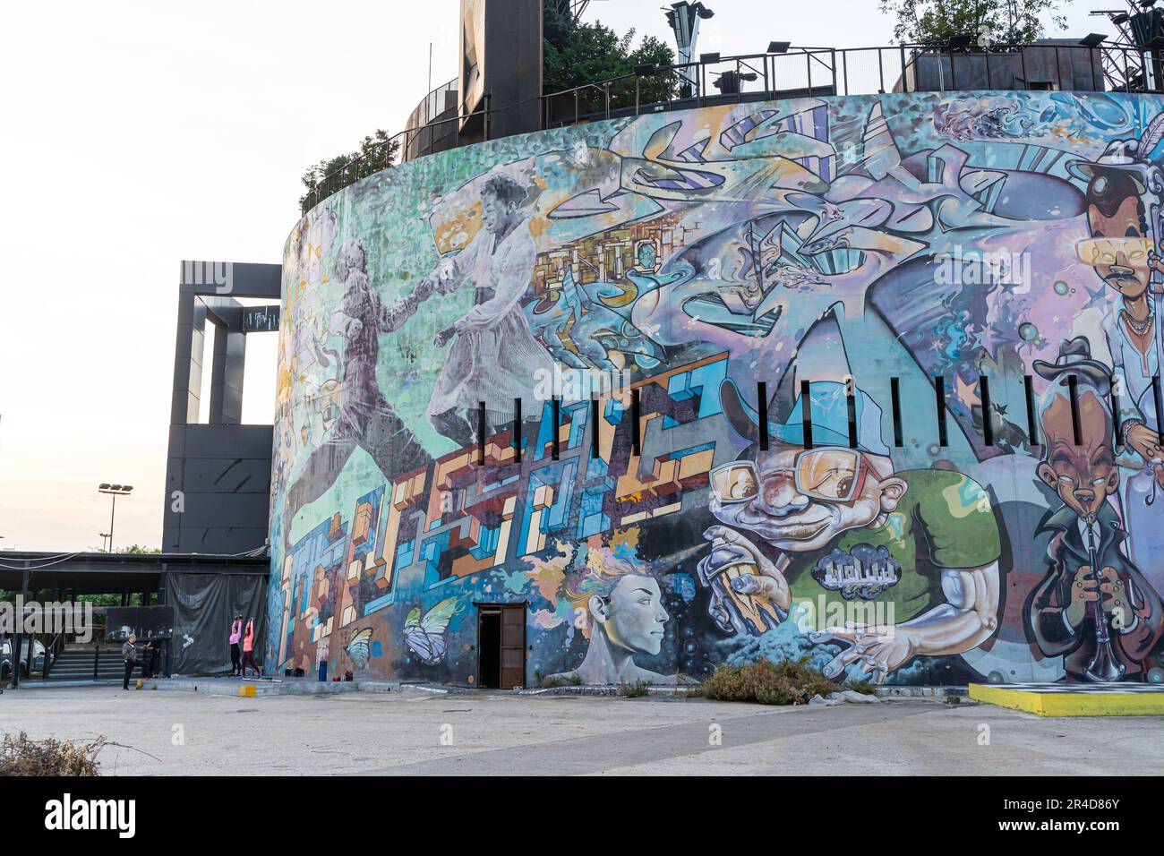 Former Night Club, Graffiti, Waterfront, Beirut, Lebanon Stock Photo ...