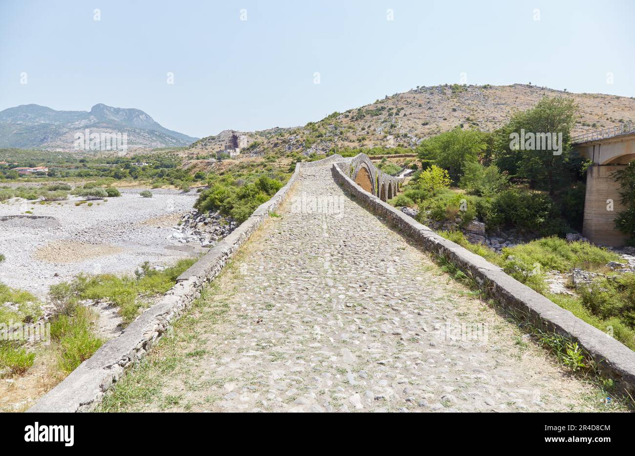 The historic Ottoman-era Mesi bridge outside of Shkoder, Albania Stock ...