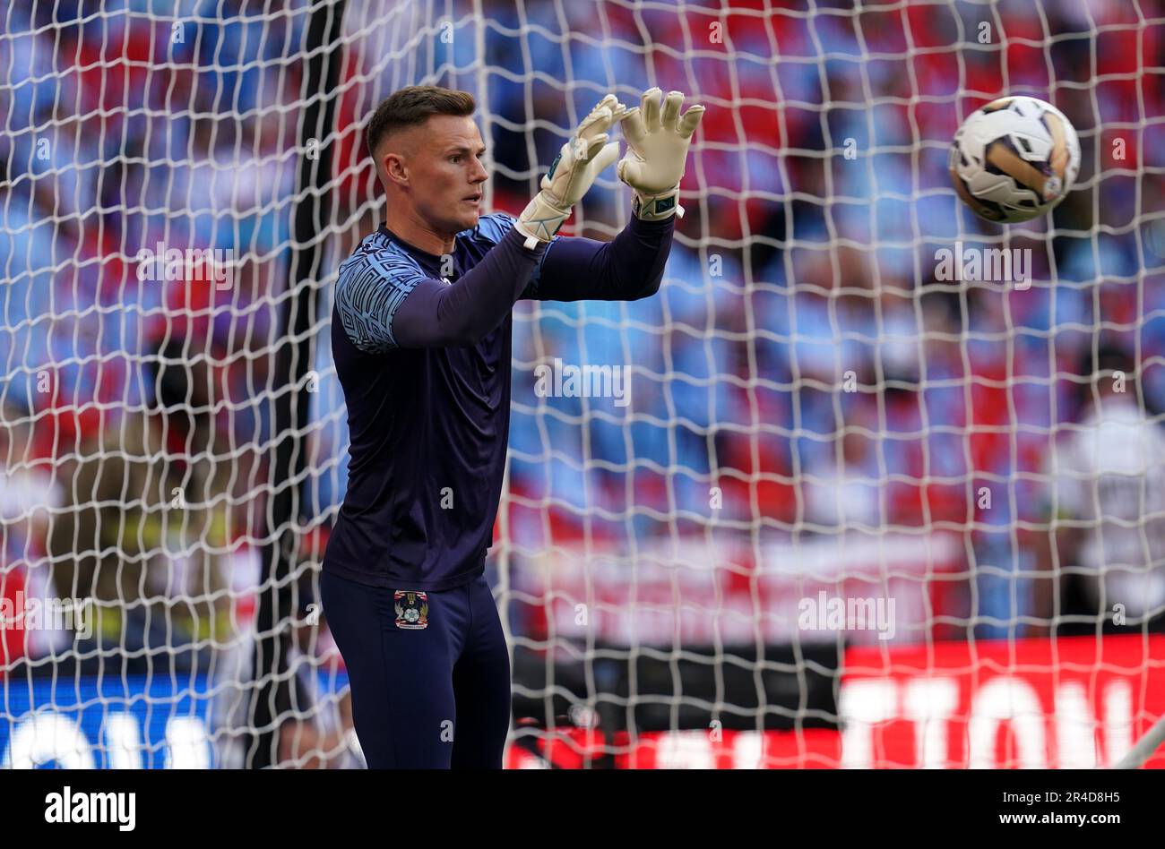 Coventry City goalkeeper Ben Wilson warming up before the Sky Bet ...