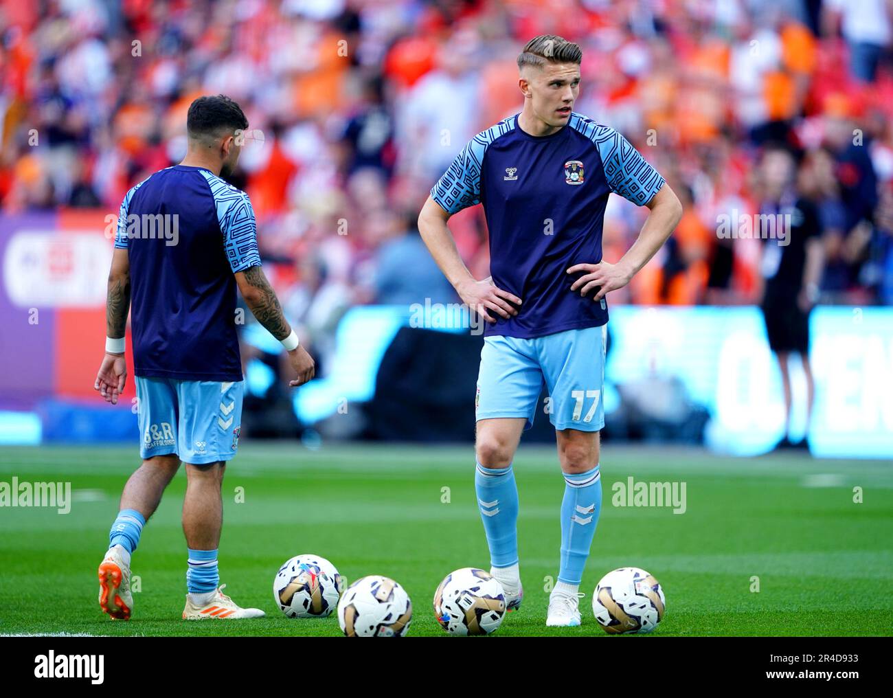 Coventry City's Viktor Gyokeres (right) warms up ahead of the Sky Bet ...