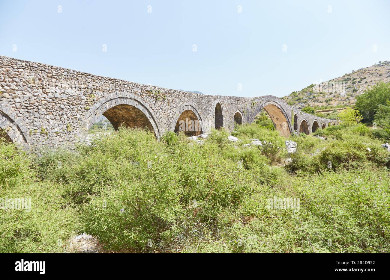 The historic Ottoman-era Mesi bridge outside of Shkoder, Albania Stock ...