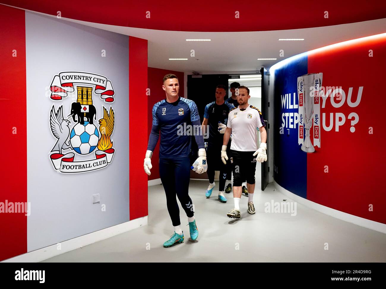 Coventry City goalkeeper Ben Wilson makes his way out to warm up ahead ...