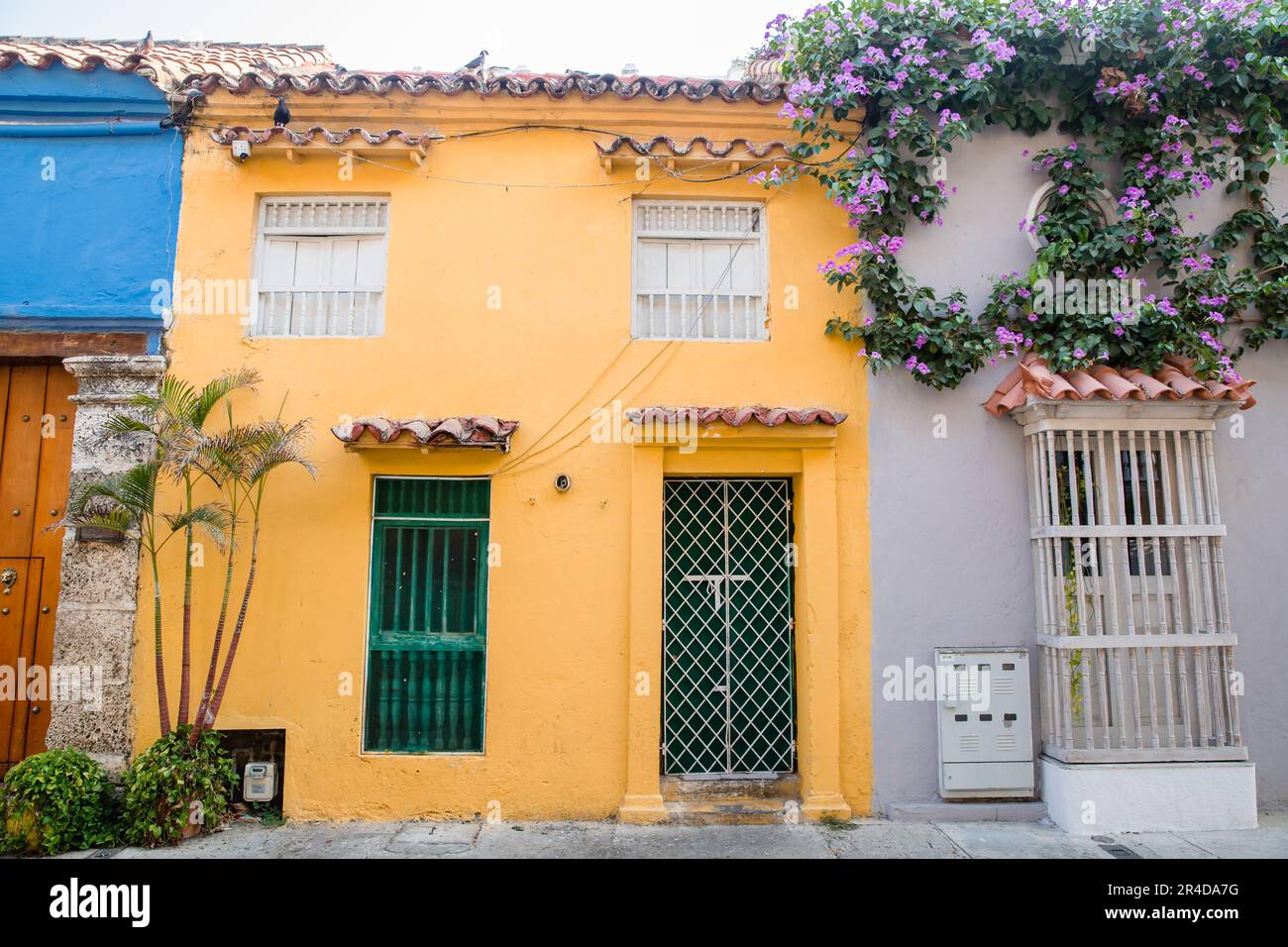 Colorful buildings on a street in Old Town Cartagena Colombia Stock ...