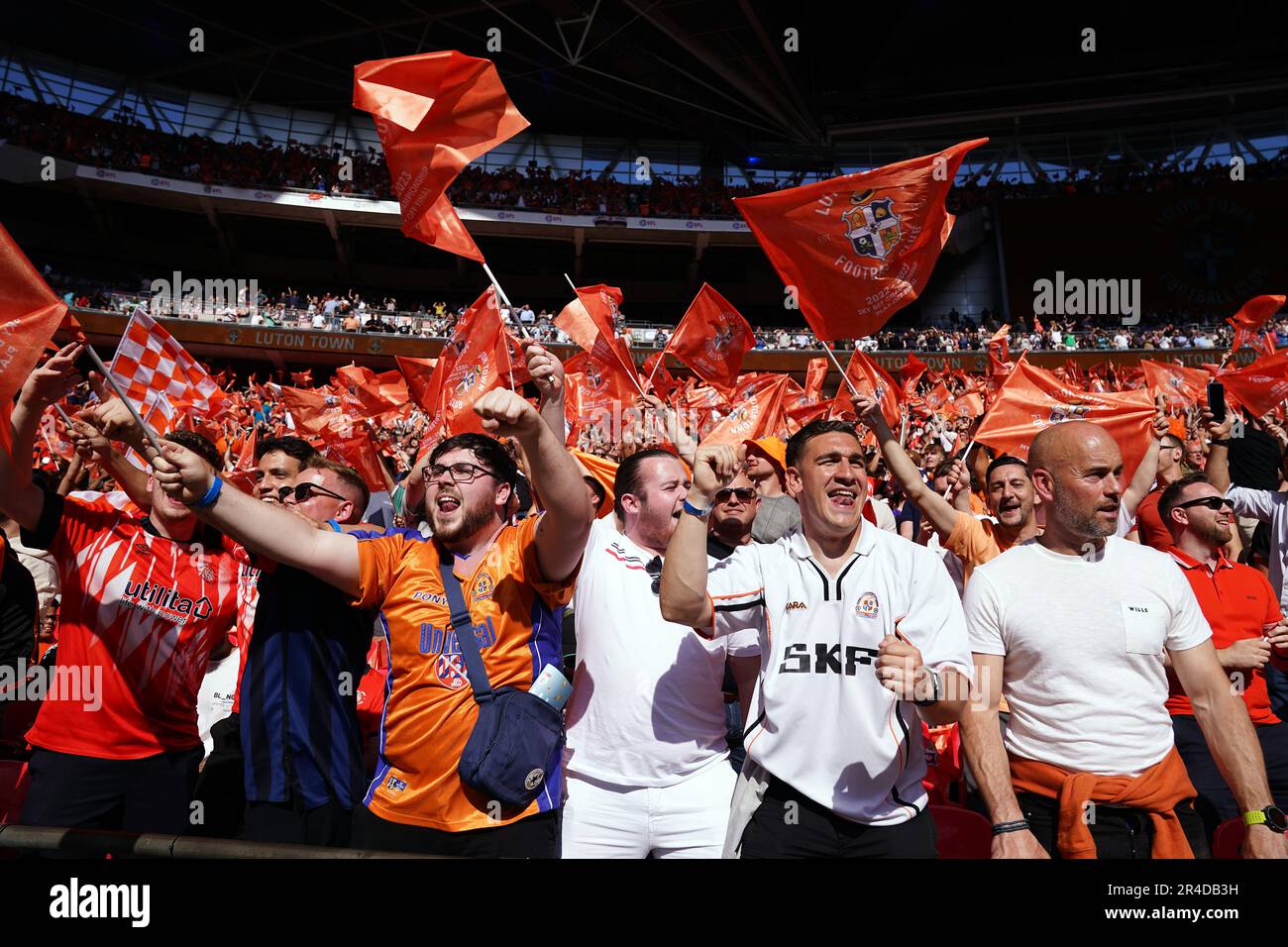 Luton Town fans in the stands during the Sky Bet Championship play-off ...