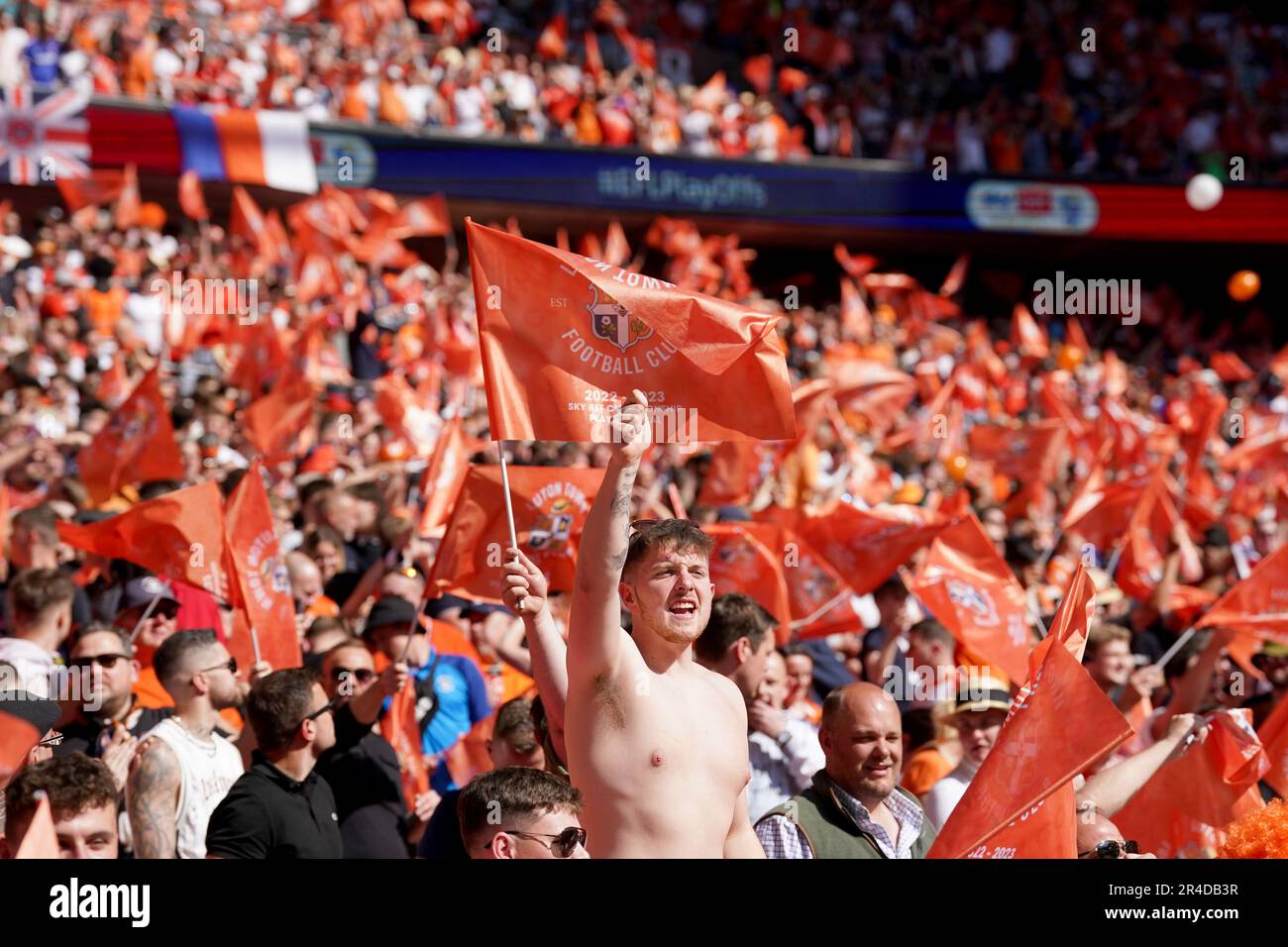 Luton Town fans in the stands ahead of kick off in the Sky Bet ...