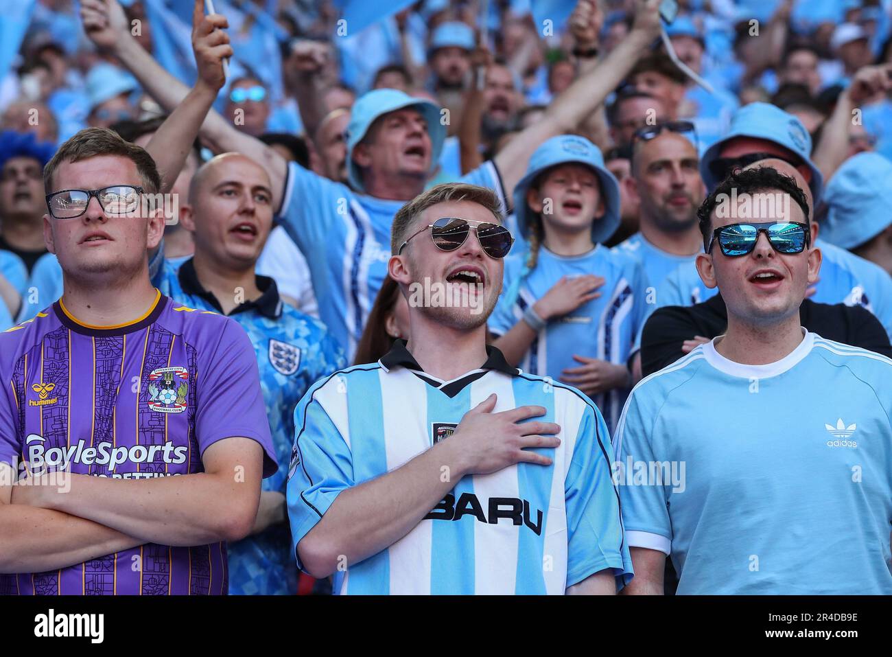 Coventry fans singing the national anthem ahead of the Sky Bet ...