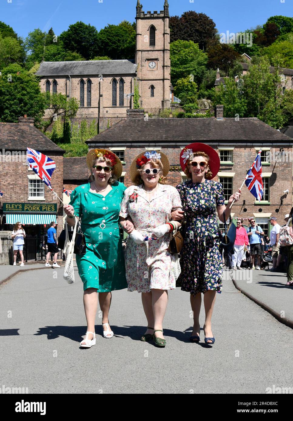 The Ironbridge World War Two Weekend. Sisters dressed in 1940s style ...