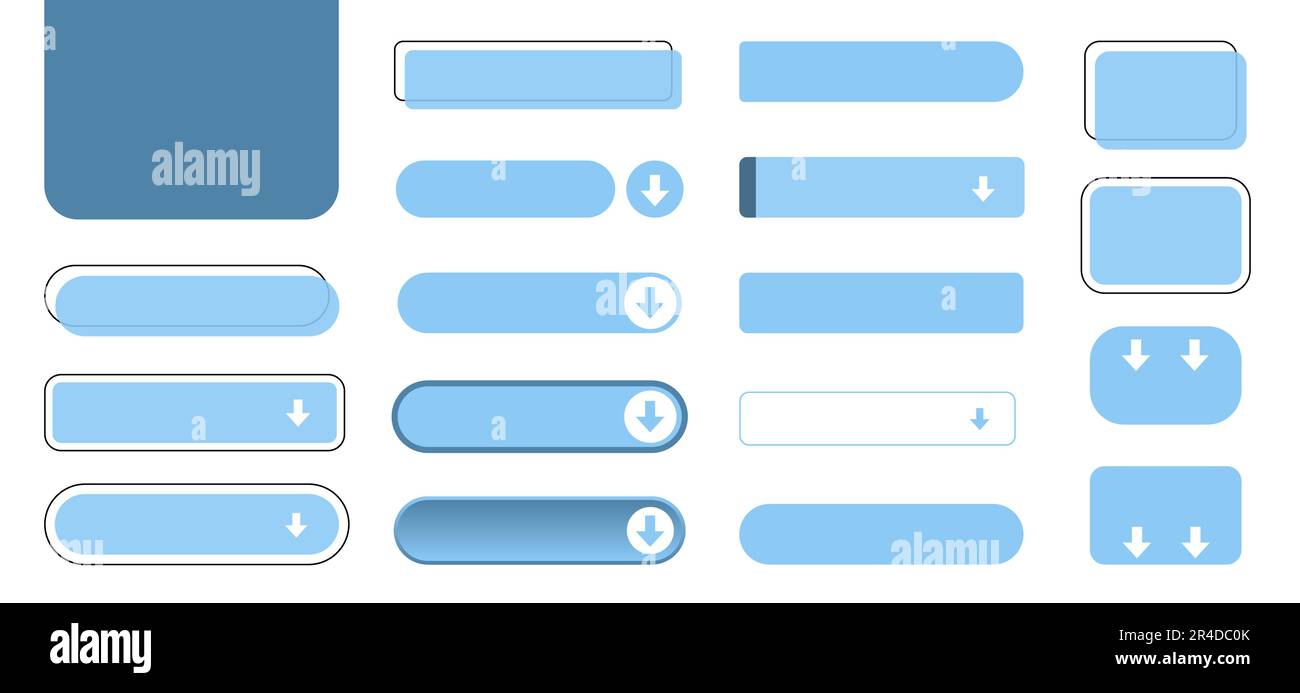 The click here is a set of simple modern buttons. Push button for an application, advertisement ...