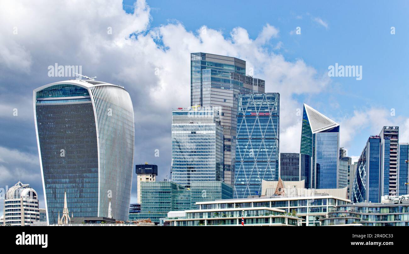 London blue sky over the Walkie Talkie Skyscraper Cheese Grater Scalpel ...