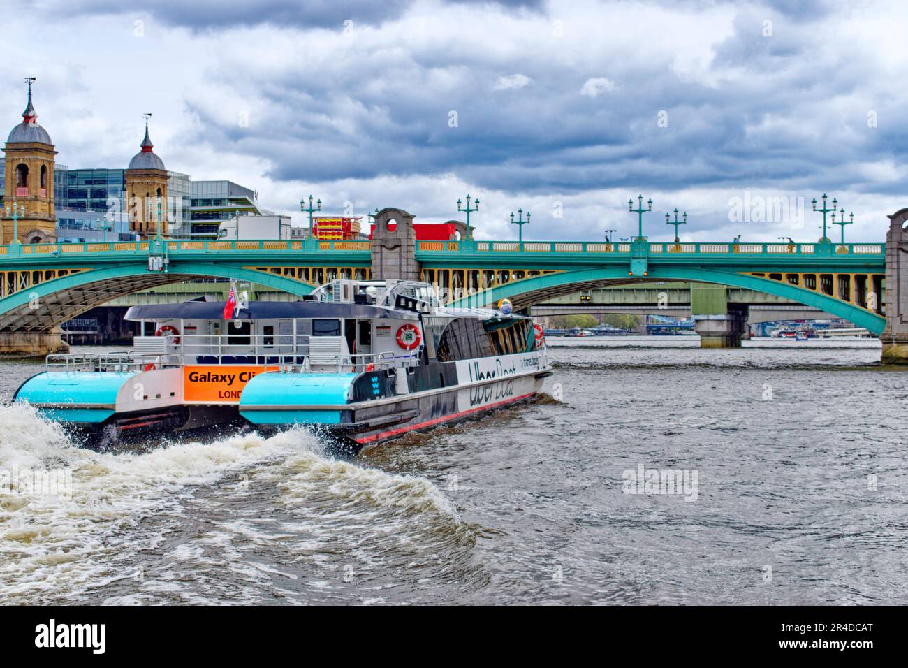 London River Thames an Uber Boat thames clipper heading towards ...