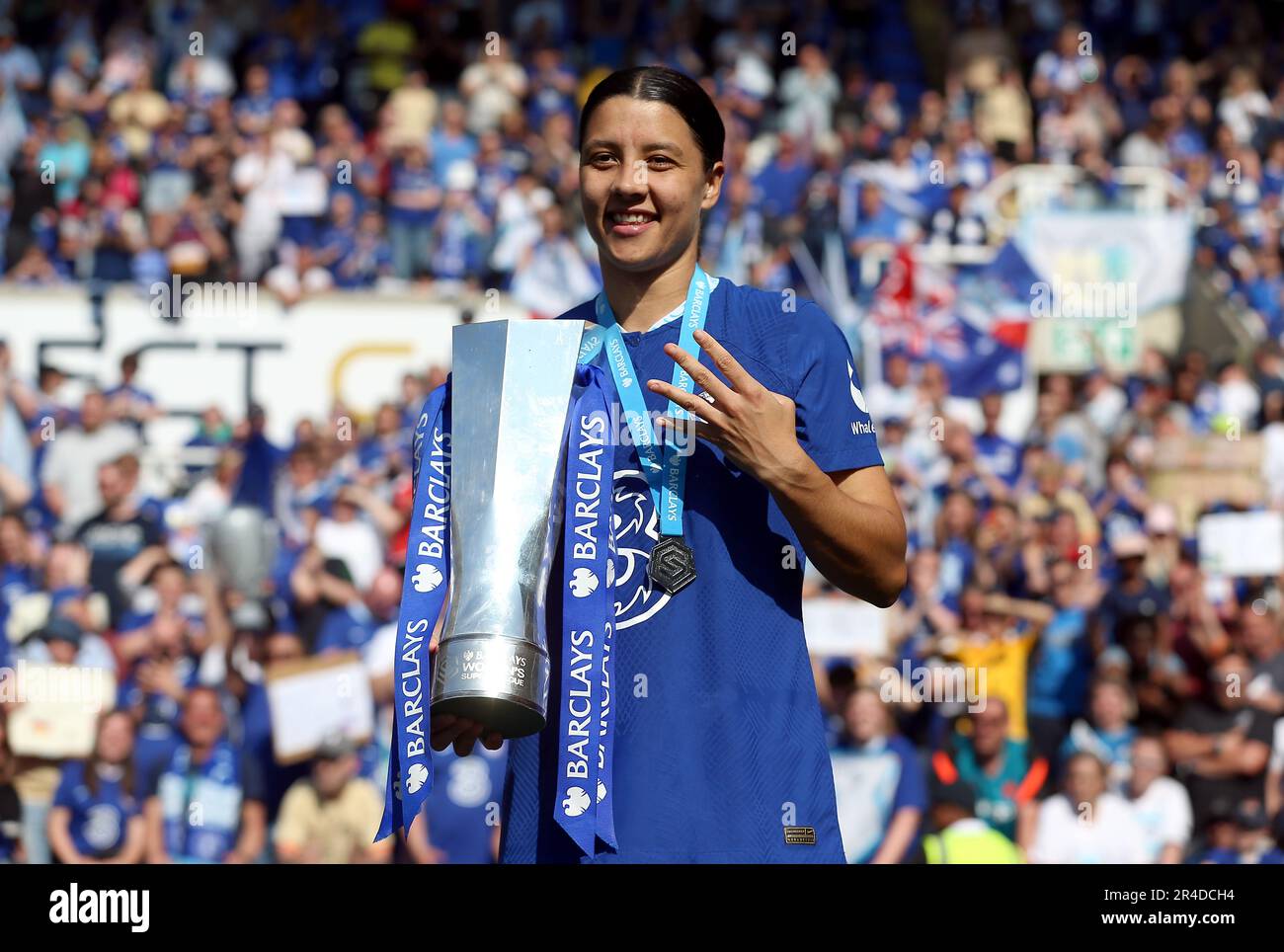 Chelsea’s Sam Kerr with the trophy after the Barclays Women's Super ...