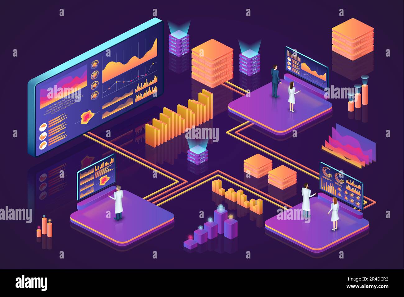 Isometric Data Digital 3d Business Solutions Searching Analysis