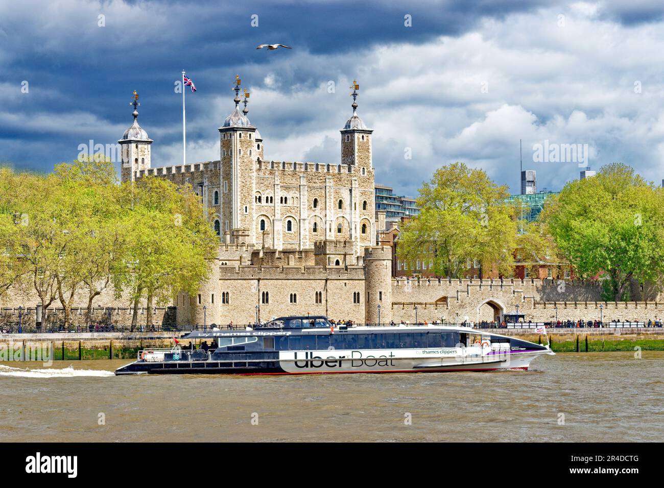 London River Thames the Tower of London an Uber Boat thames clippers ...