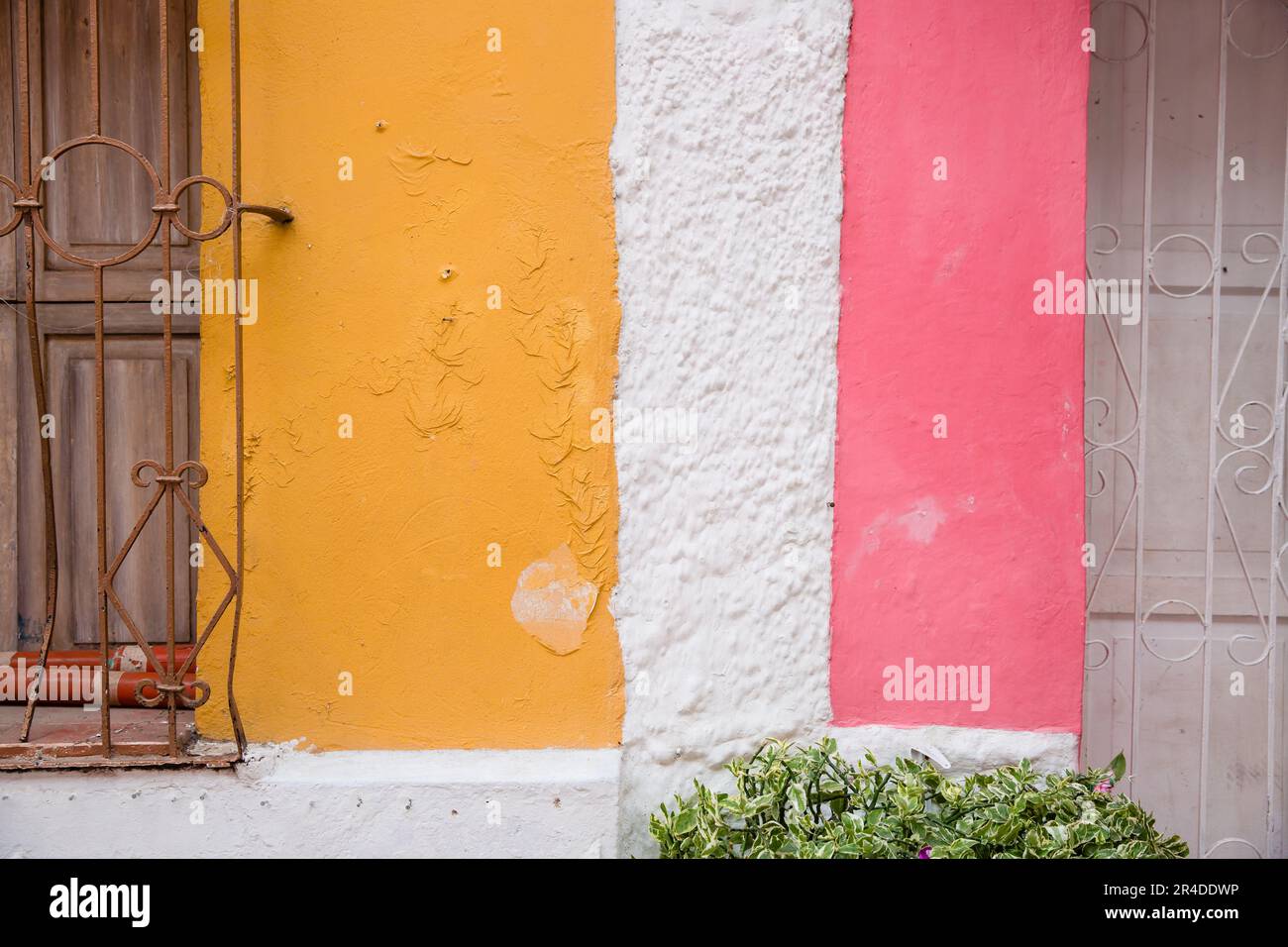Colorfully painted walls between two windows in Cartagena Colombia ...