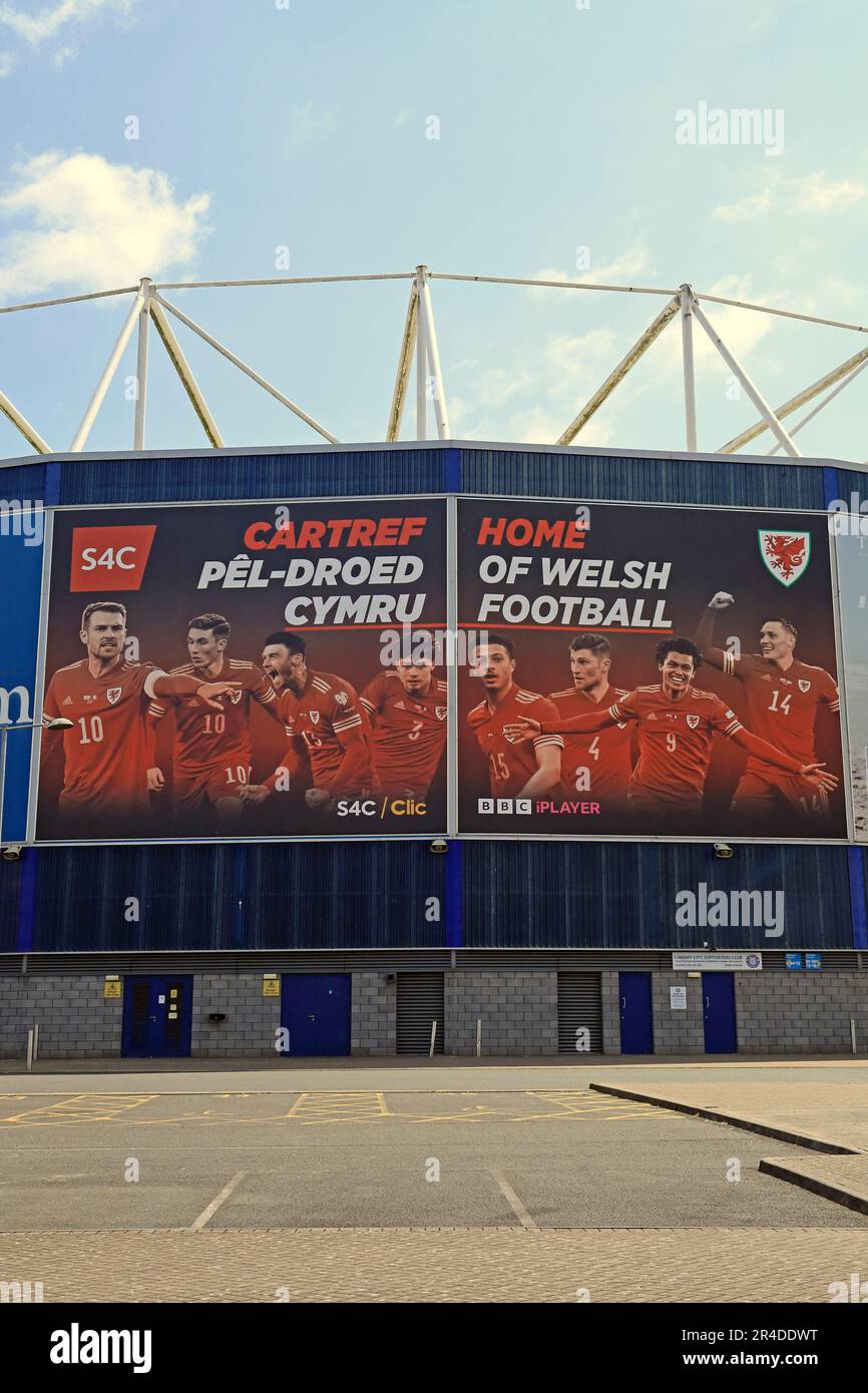 Cardiff City Football Stadium, - Home Cardiff Football promotional advertising. Taken May 2023 ...