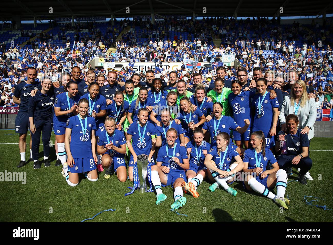 Chelsea players and staff celebrate becoming WSL champions after the ...
