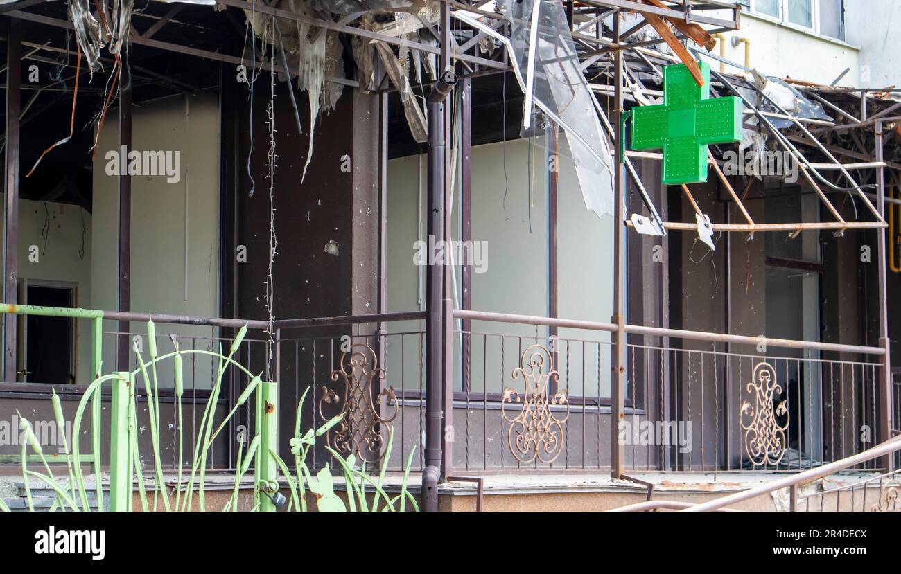 Residential buildings, windows and balconies were damaged by the blast ...