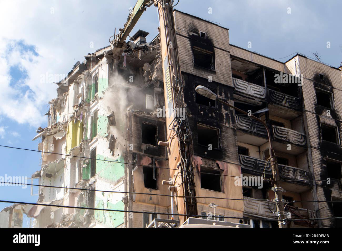 The process of demolition of the old dismantling of the building. The ...