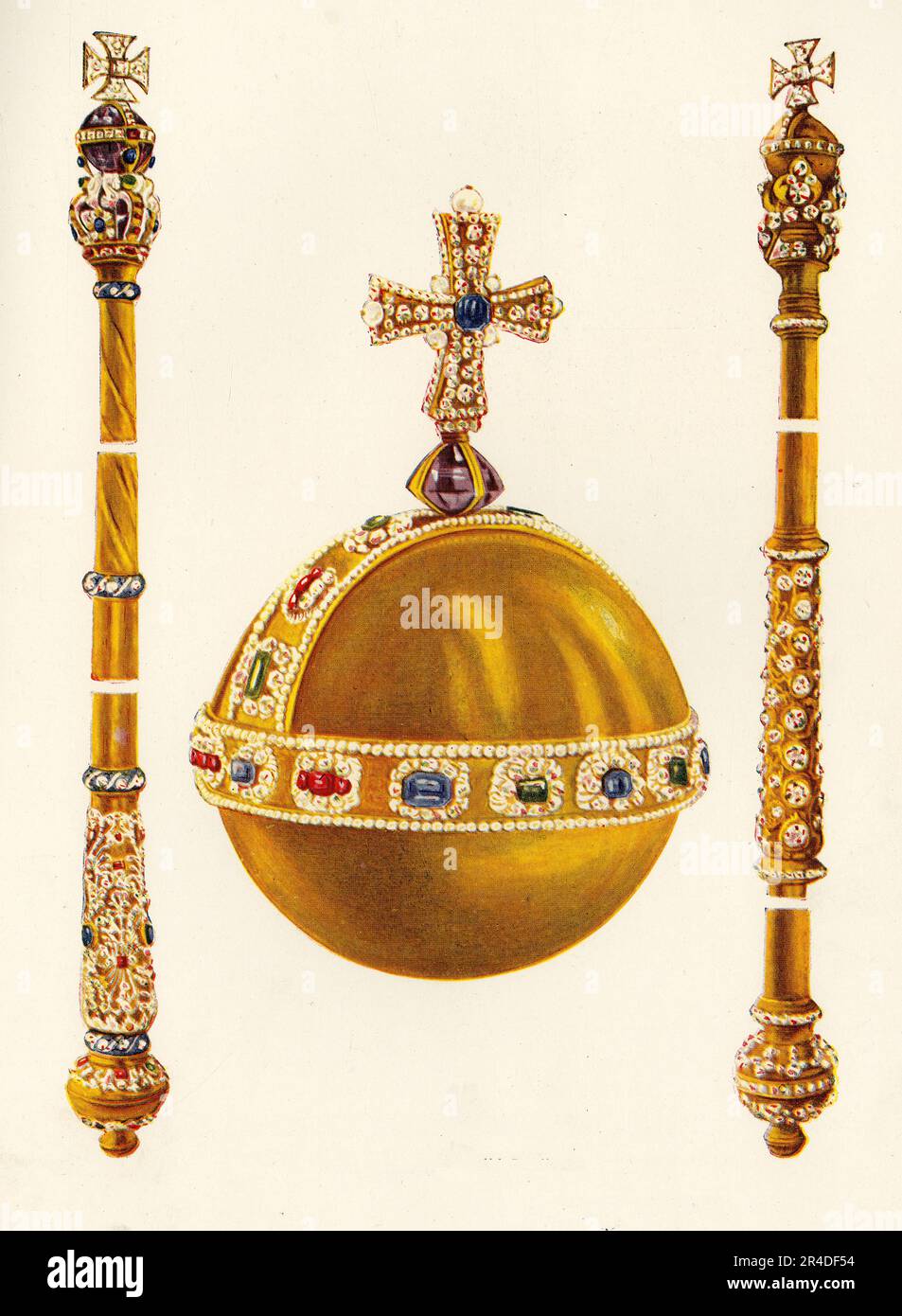 'The Orb and The Sceptres with the Crosses', 1911. Royal regalia used ...