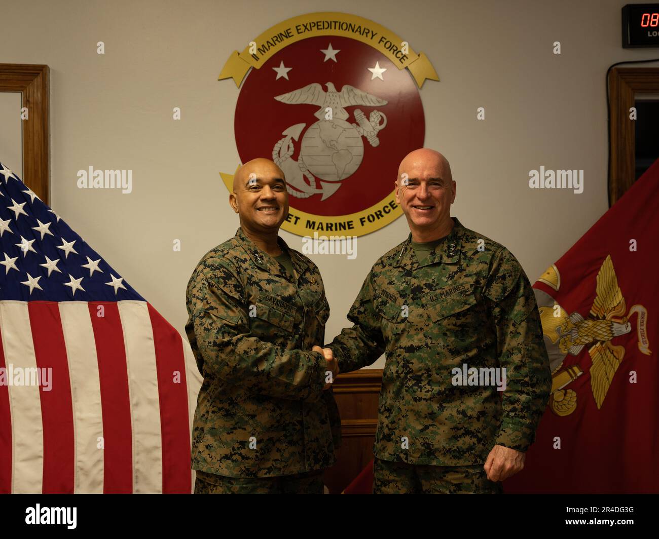 U.S. Marine Corps Lt. Gen. Brian W. Cavanaugh, left, the commanding ...