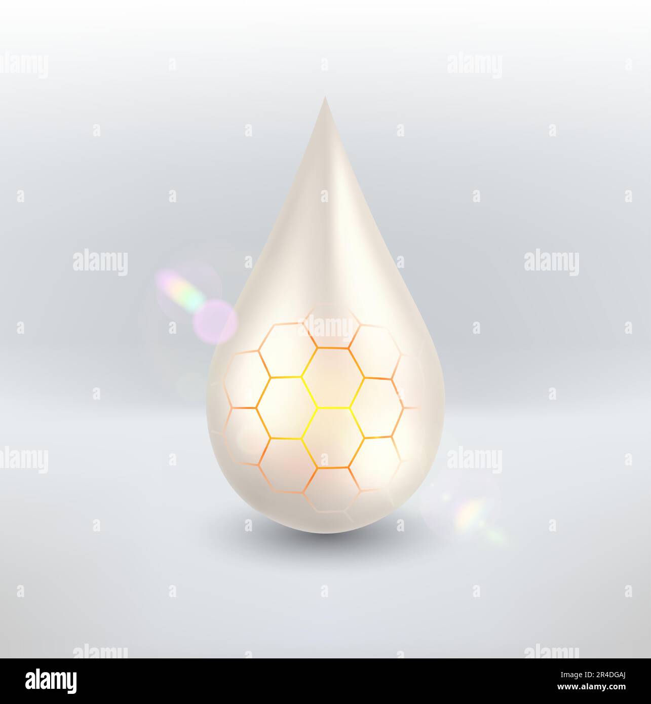 Realistic vector light drop of cream with hexagon texture. Skin care ...