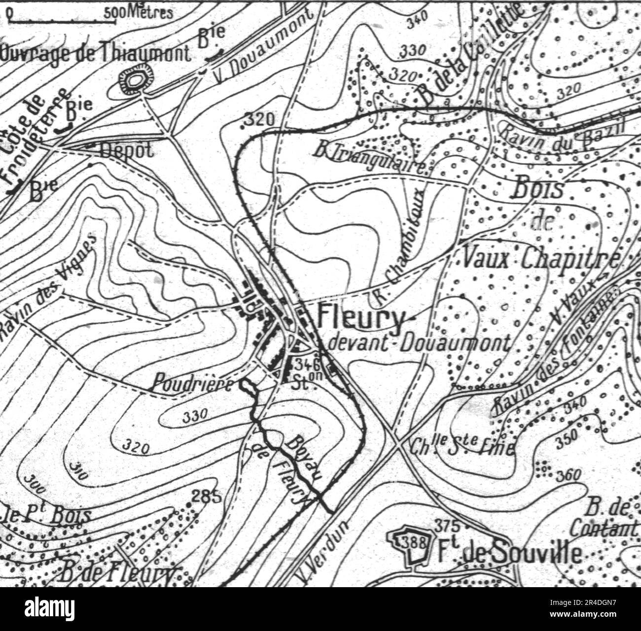 'Fleury-devant-Douamont: Fleury et le terrain environnant.', 1916. From ...