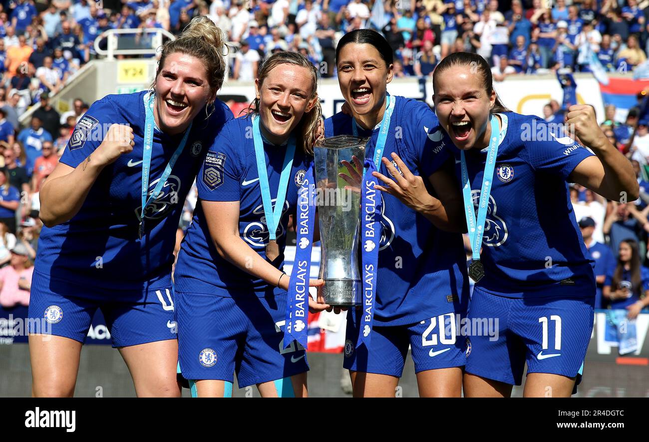 (L-R) Chelsea’s Millie Bright, Erin Cuthbert, Sam Kerr and Guro Reiten ...