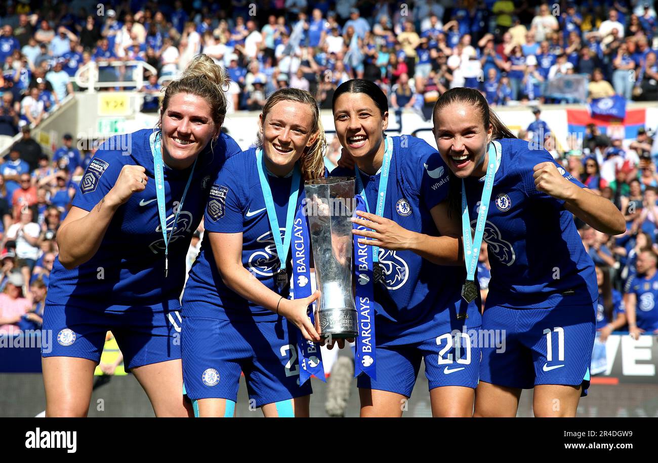 (L-R) Chelsea’s Millie Bright, Erin Cuthbert, Sam Kerr and Guro Reiten ...