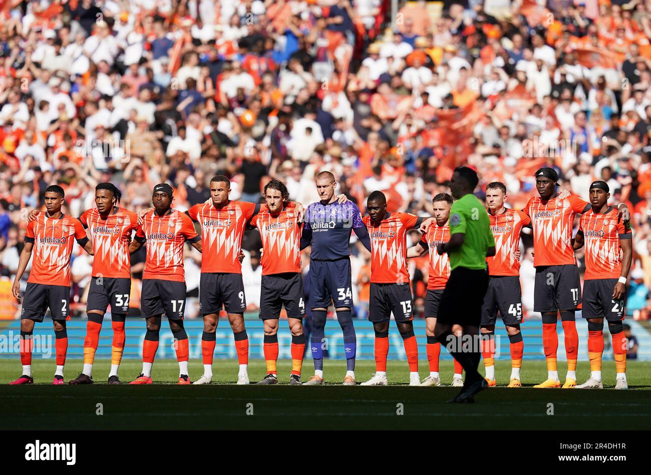 Luton Town players line up before the Sky Bet Championship play-off ...