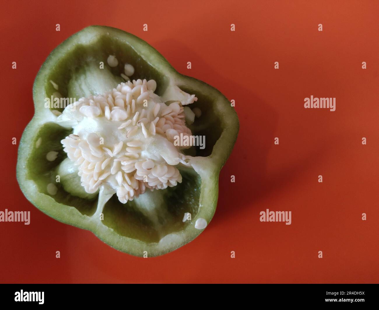 closeup view of half cut capsicum for multipurpose use of projects ...