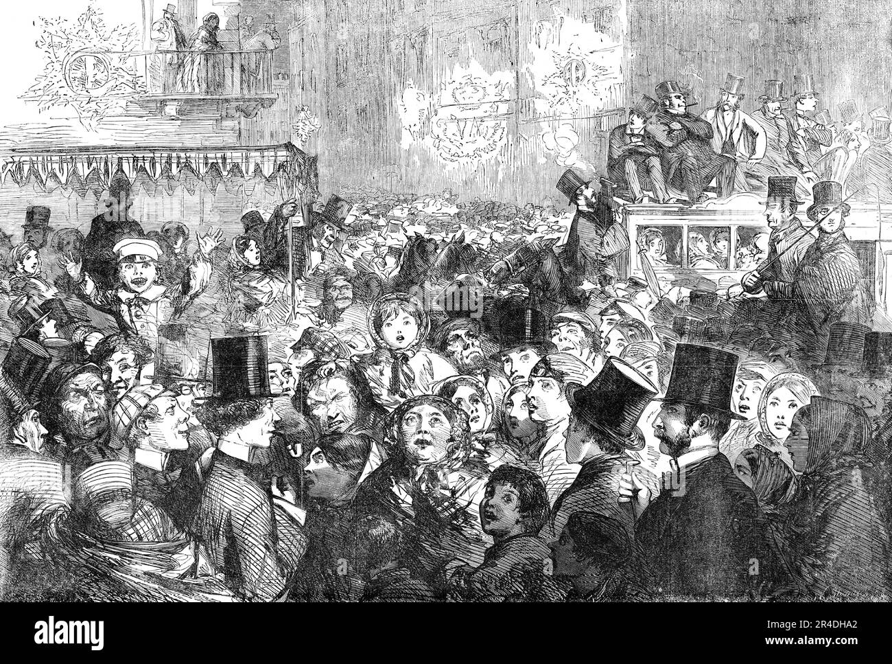 The Peace Illuminations - A Street Scene - drawn by George Thomas, 1856 ...