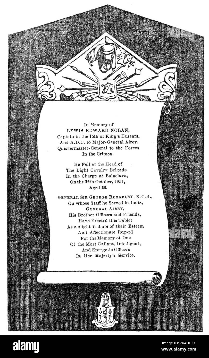 Memorial erected at Maidstone, to the memory of the brave Captain Nolan ...