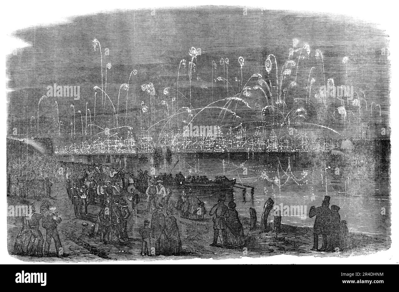 The Naval Review: Illumination of the Fleet - drawn by R. Leitch, 1856 ...