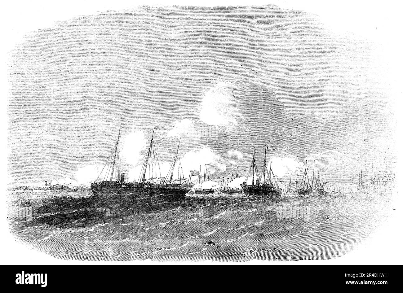 The Grand Naval Review, at Spithead: Gun-Boats attacking Southsea ...