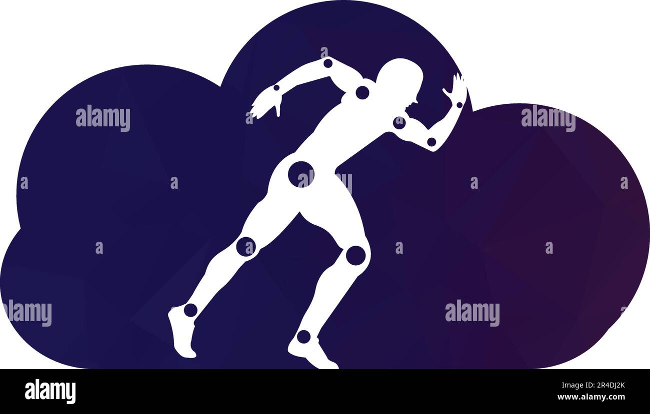 Active man, running silhouette, joint pain symbols, Logo/Icon ...
