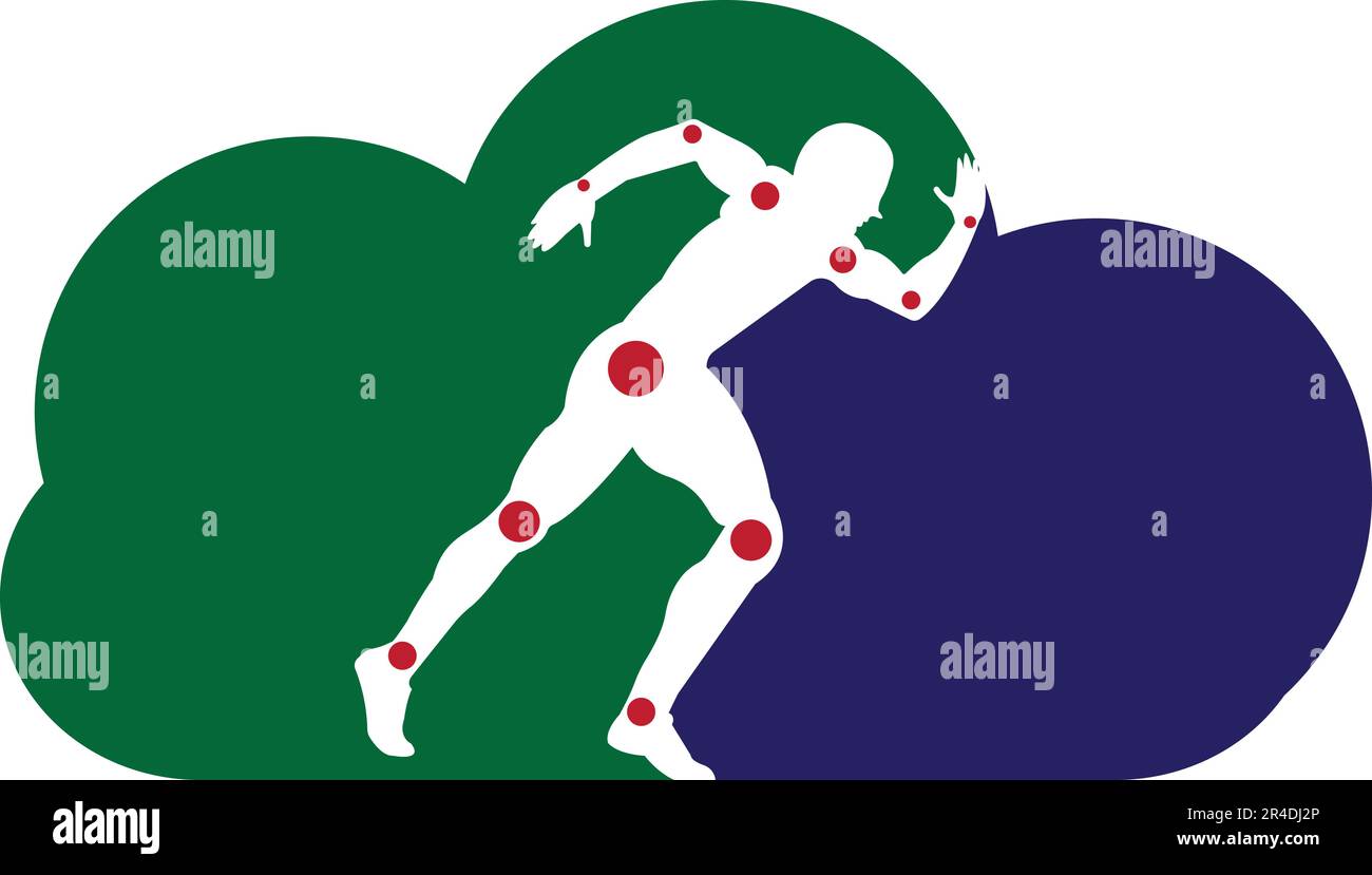 Active man, running silhouette, joint pain symbols, Logo/Icon ...