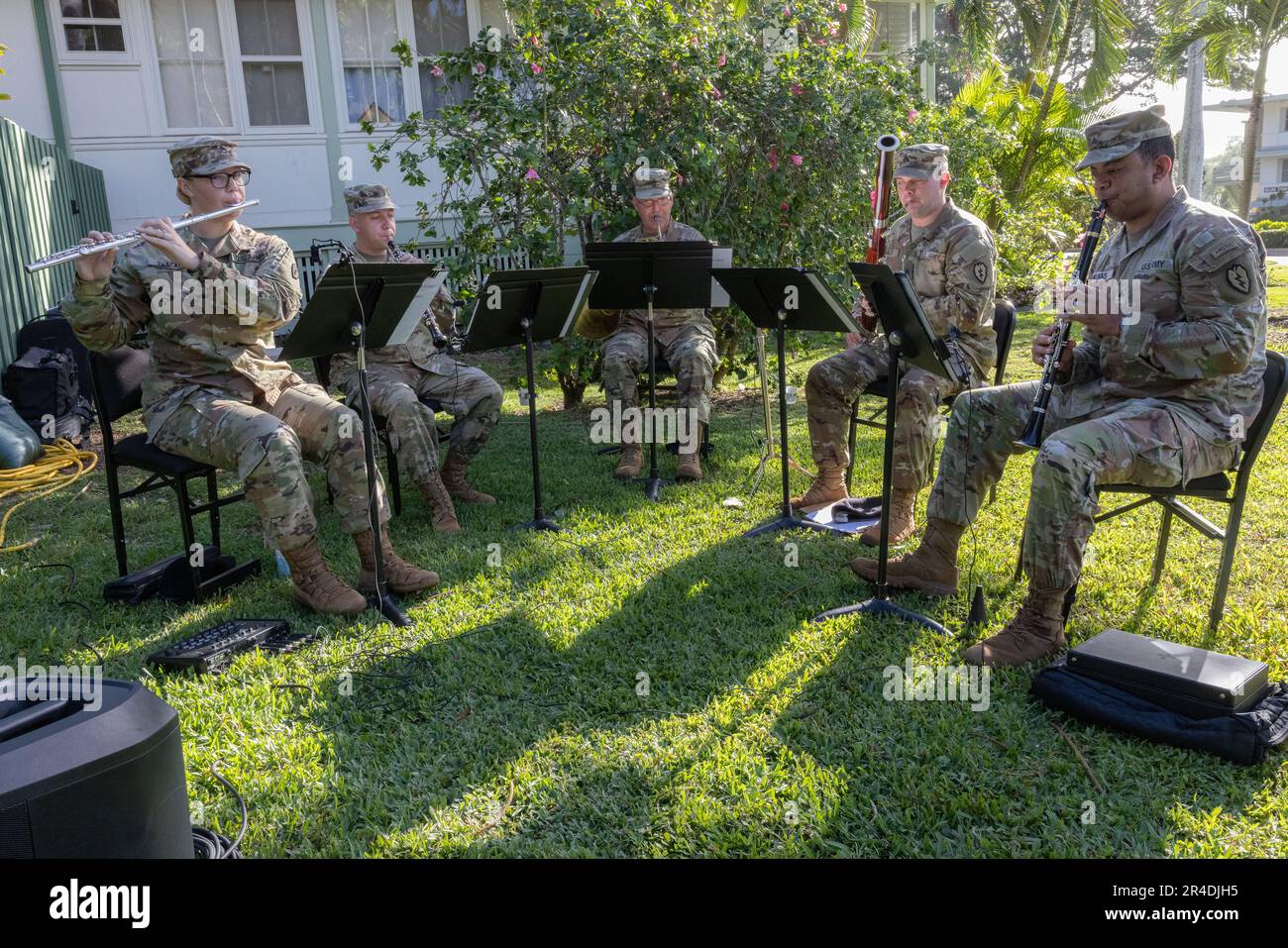FORT SHAFTER, Hawaii -- The 25th Infantry Division Band plays music ...