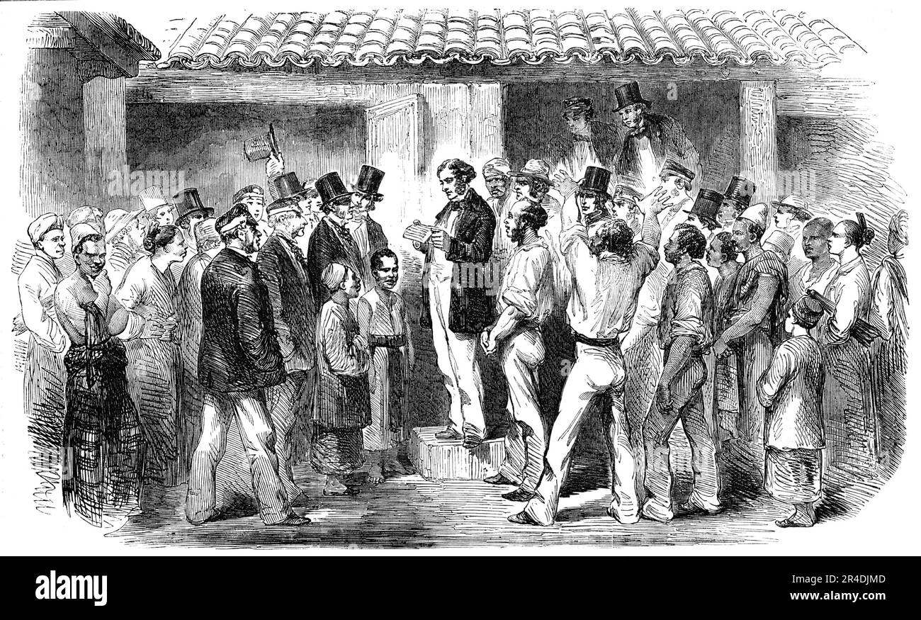 Reading the News of the Fall of Sebastopol at Ceylon, 1856. Crimean War ...