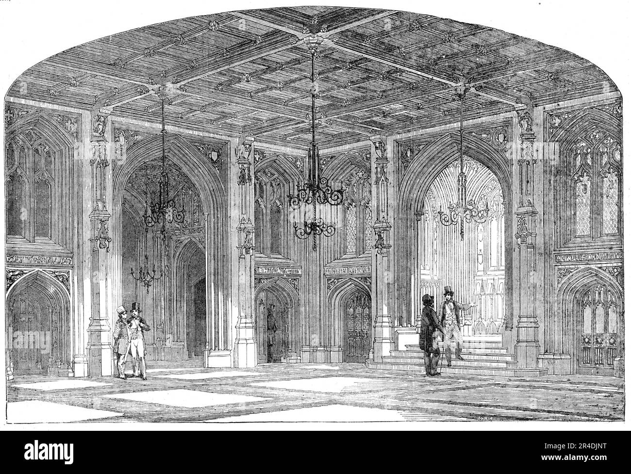 Lower Waiting-Hall, House of Commons, 1856. Interior of the new Houses ...