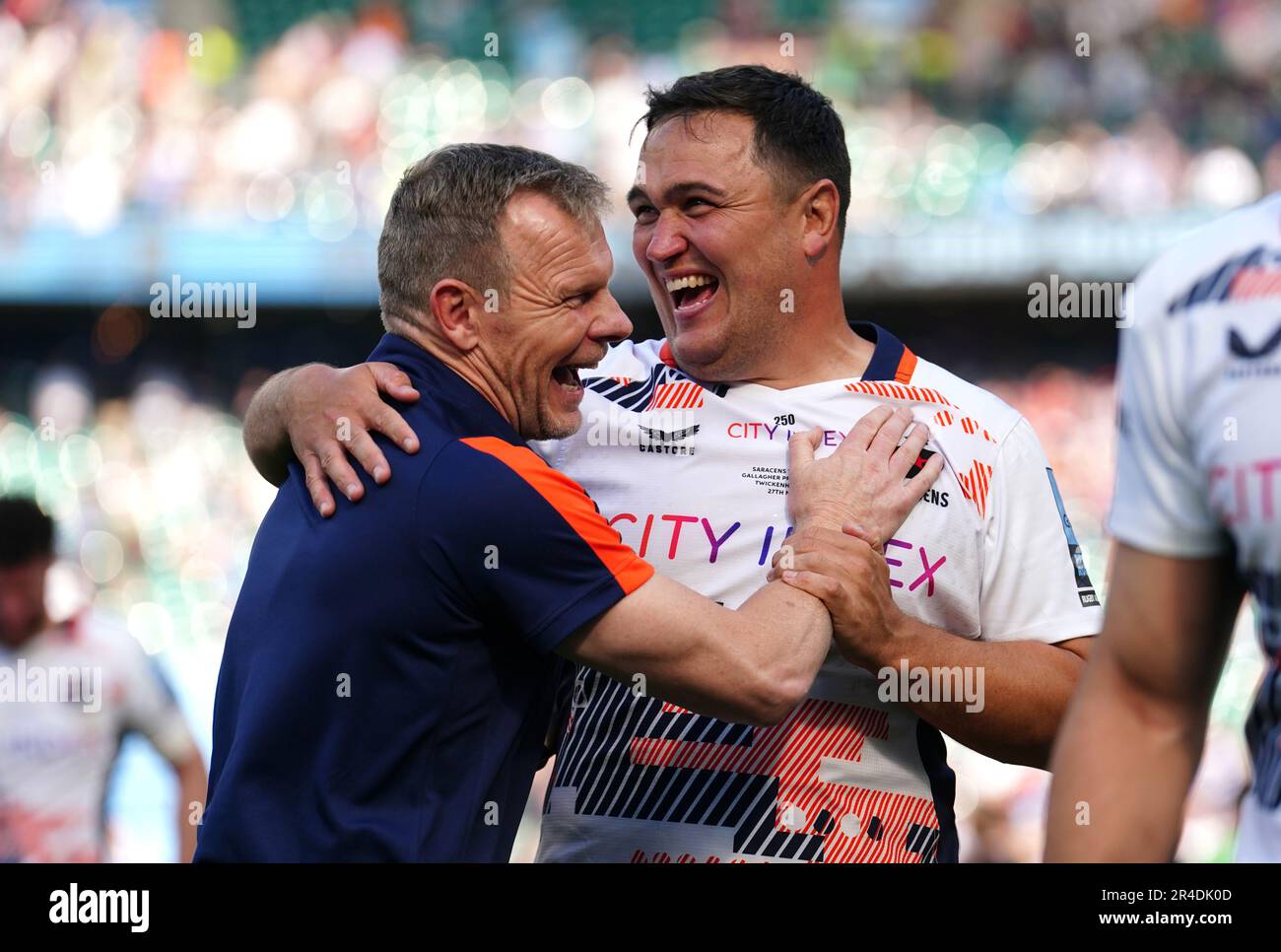 Saracens Director of Rugby Mark McCall (left) and Jamie George ...