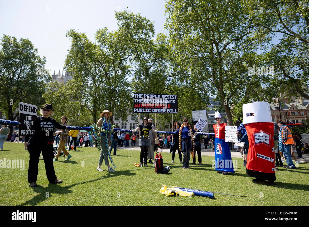London, UK. 27th May, 2023. Protesters are seen dressing up and ...