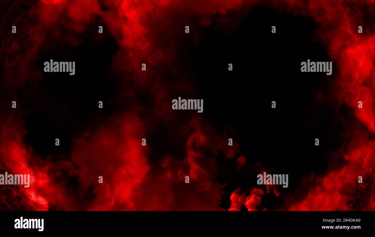 Dark red smoke or clouds screen frame bg - abstract 3D illustration ...