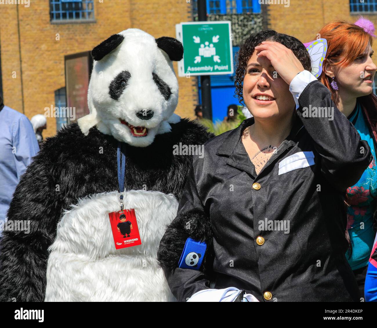 London, UK. 27th May, 2023. A visitor in furry panda outfit may regret ...