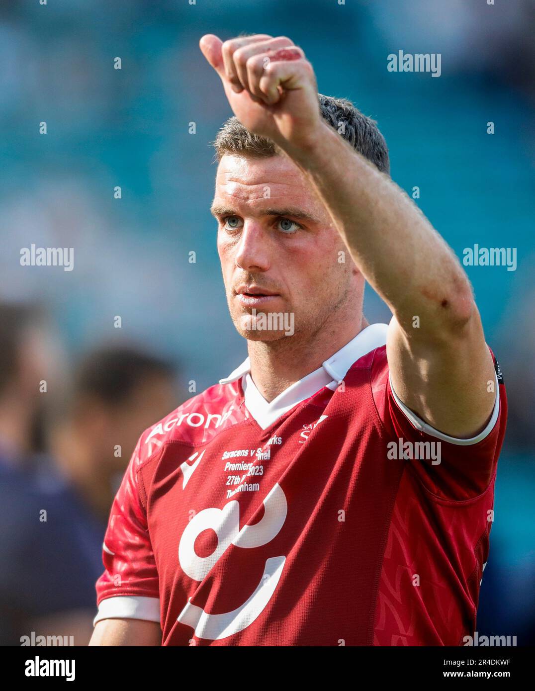 London, England. 27th April, 2023. Sale Sharks' George Ford after the ...