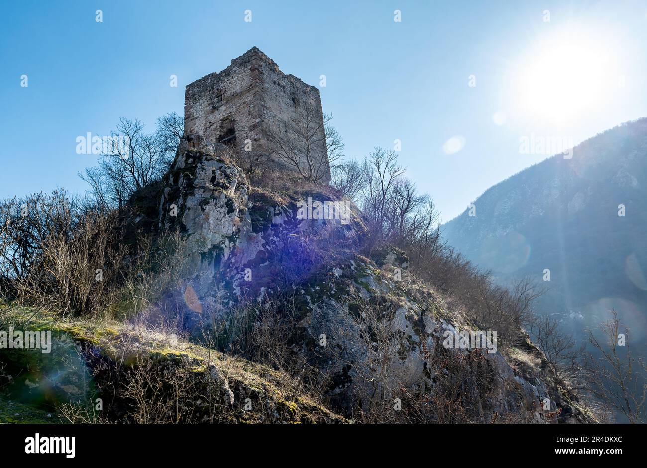 Remains of Soko Grad Sokolac (Falcon City) medieval fortress near the ...