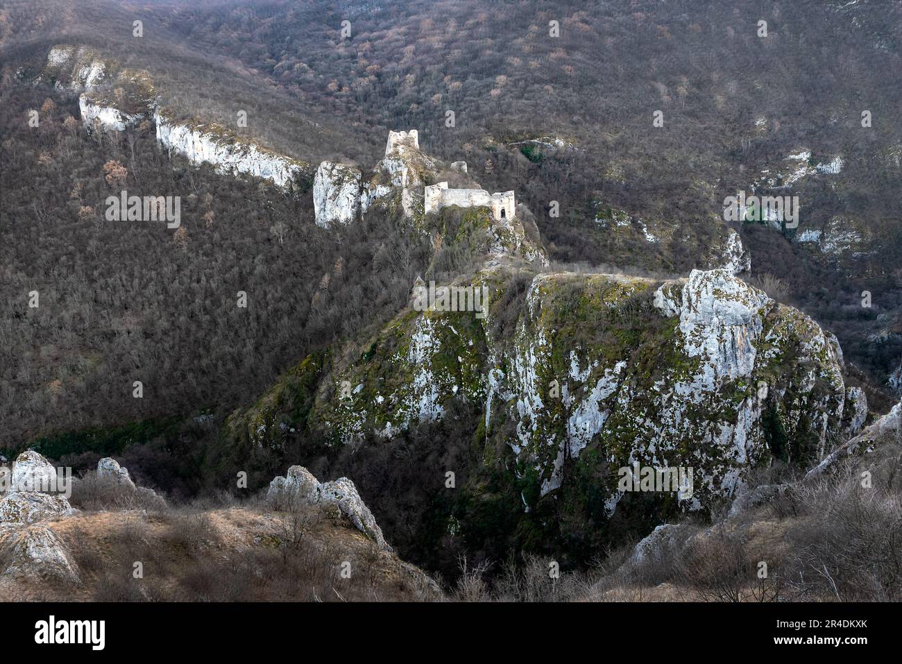 Remains of Soko Grad Sokolac (Falcon City) medieval fortress near the ...
