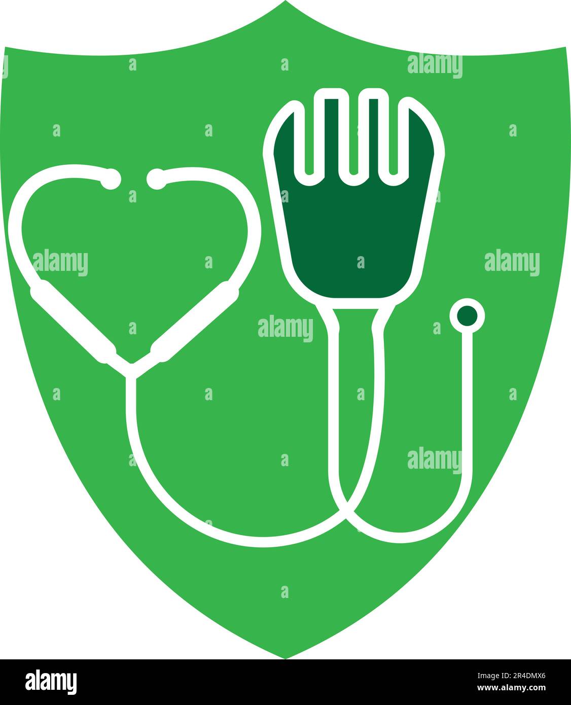 Medical food vector logo template. This design use fork symbol ...